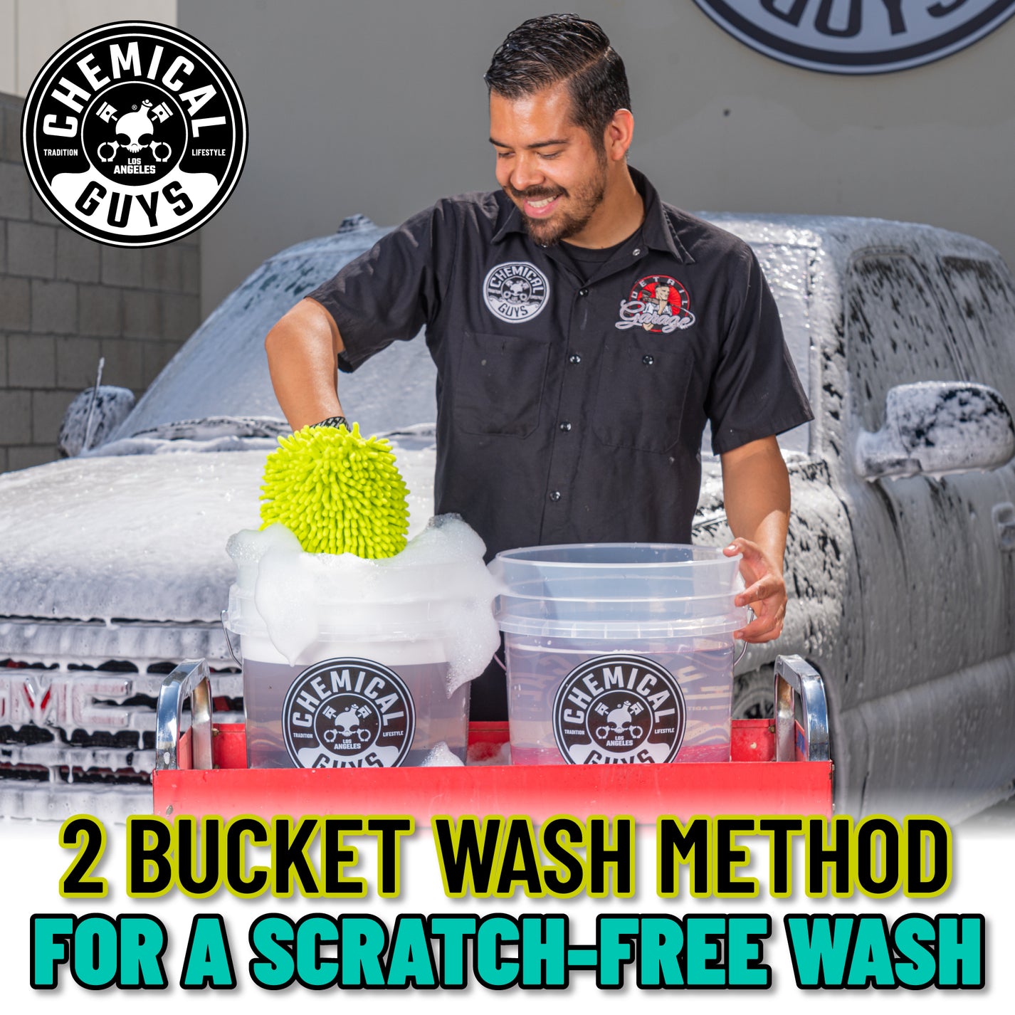Wash and Gloss Two-Bucket Method Car Deluxe Kit with Lids | Chemical Guys