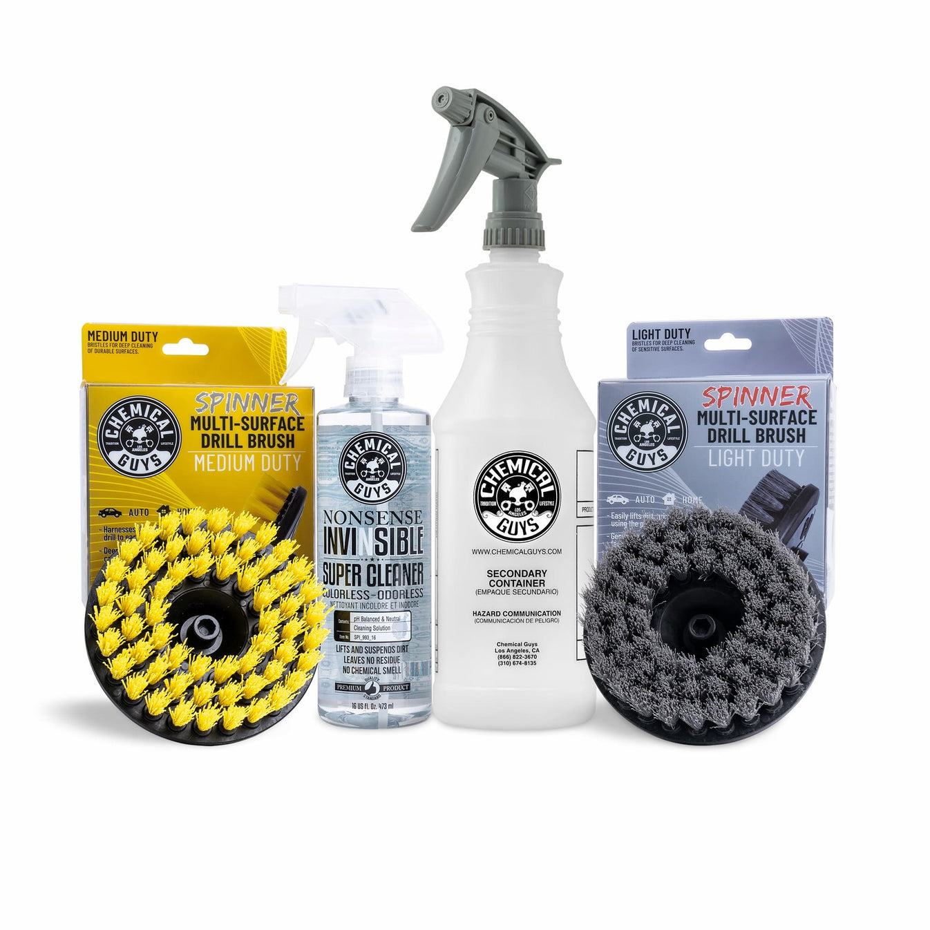 Light to Moderate All Purpose Car Cleaner Deluxe Kit with Drill Brushes ...